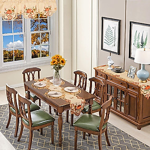 Simhomsen Thanksgiving Harvest Pumpkins Table Runners for Autumn Or Fall Decorations, Embroidery (14 × 69 Inches)