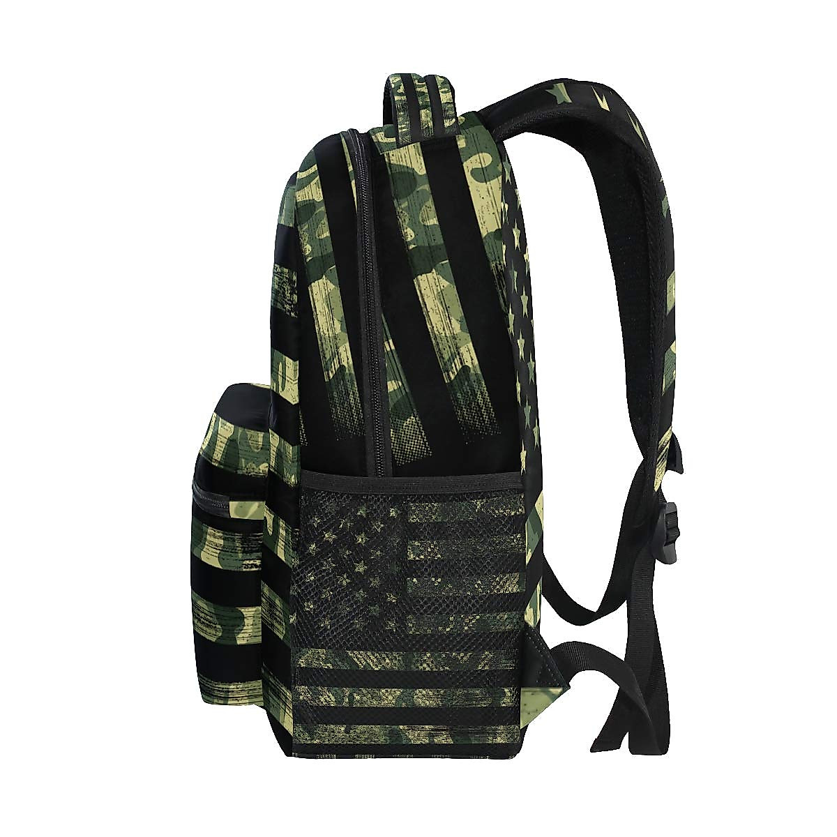 American Flag Camouflage Grunge Backpacks Travel Laptop Daypack School Bags for Teens Men Women