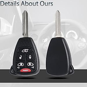 Key Fob Keyless Entry Fits for Chrysler Town & Country Dodge Grand Caravan 2004 2005 2006 2007 Remote Control Replacement 05183683AA M3N5WY72XX 46Chip 315MHz 6 Button Head Fob Key (Set of 2)