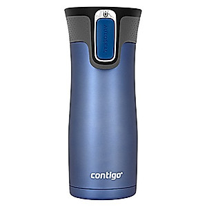 Contigo West Loop Vacuum-Insulated Stainless Steel Thermal Travel Mug with AutoSeal Spill-Proof Lid, Reusable Coffee Cup or Water Bottle, Keeps Drinks Hot or Cold for Hours, 16oz Matte Monaco Blue