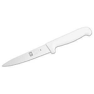 Icel 242306112 Utility Knife with 4-1/2 Inch Serrated-Edge Stainless Steel Blade and White Plastic Handle