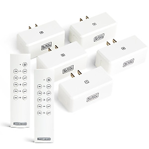 BLACK+DECKER Wireless Remote-Control Outlet, Pack of 5 Outlets, 2 Remotes - Premium Light Switches