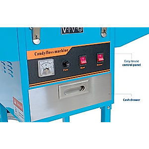 VIVO Blue Electric Commercial Cotton Candy Machine, Candy Floss Maker with Cart CANDY-V002B