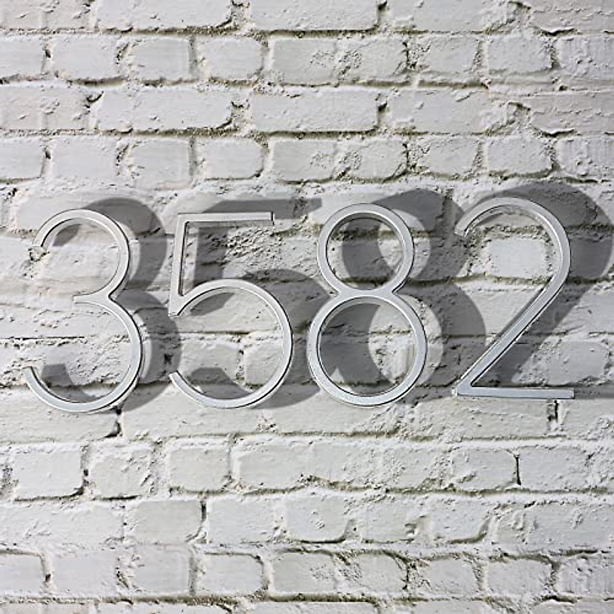 House Numbers for Outside, Gibolin 5 Inch Silver Floating Metal Modern Address Numbers Garden Door Mailbox Decor Anti-Rust Visibility Signage with Nail Kit, Number 9