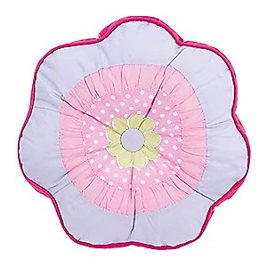 Cozy Line Home Fashions Elephant Pink Green Print Pattern Embroidered 100% Cotton Reversible Bedding Quilt Set (Flower Pillow, Decorative Pillow - 1pc) (Flower Shaped Pillow)