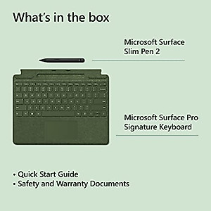 Microsoft Surface Pro Signature Keyboard with Slim Pen 2 Bundle, Forest Colour Keyboard
