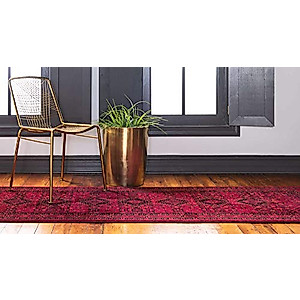 Unique Loom Tekke Collection Over-Dyed Saturated Traditional Torkaman Area Rug, 2 ft 7 in x 10 ft, Red/Black