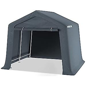 Quictent 7x12 ft Heavy Duty Storage Shelter Portable Garage Shelter Outdoor Storage Tent for Patio Furniture, Lawn Mower, and Bike Storage-Dark Gray