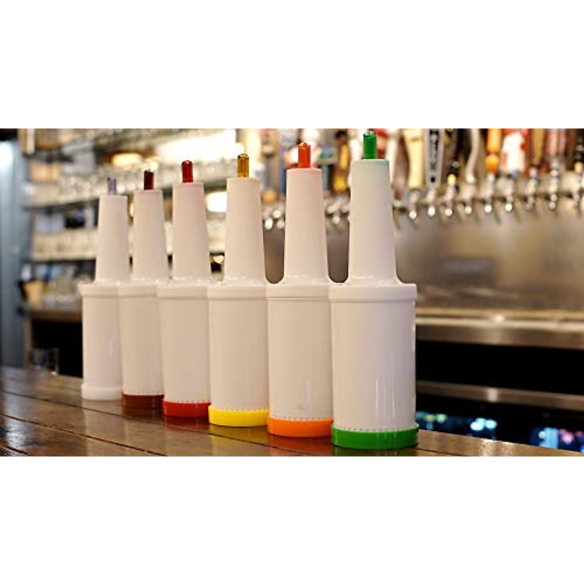 Winco Set of 6 - Flow-N-Stow Fruit Juice & Liquor Bar Pour Bottles 1 Quart (32 oz.)