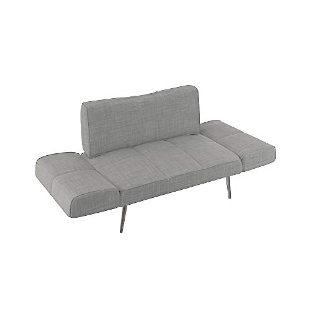 Novogratz Leyla Loveseat with Magazine Storage, Adjustable Sofa Bed Armrests to Convert into a Couch Sleeper, Light Gray Futon