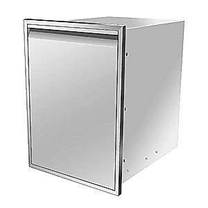 KODOM Built-in Double Trash Drawer Pull-Out Tray Outdoor Kitchen Stainless Steel Trash Drawer Storage Two Trash Bins for BBQ Island Grill Station(20" W x 27" H x 24" D)