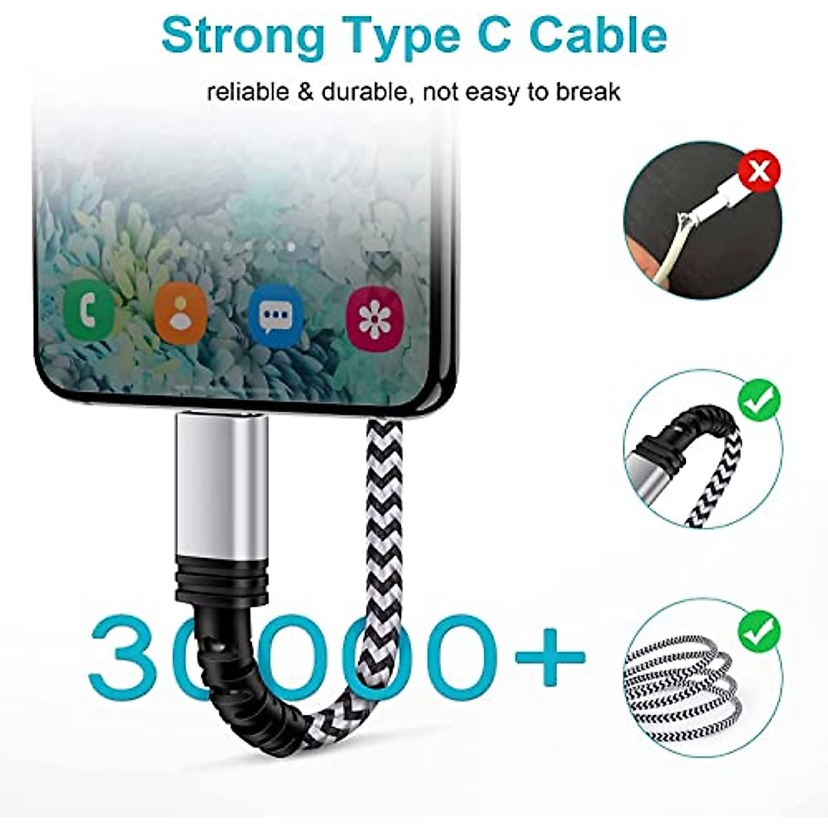 C Charging Fast Charger for Samsung Galaxy A13 5G;A53 ;Z Flip 3;Z Fold 2;S22;A11 A12 5G;S21FE; S20; A52; A03S; A20; A50; A51;A42 Quick Charge 3A Car Charger+Charger Box Android Block +9Ft Type C Cable