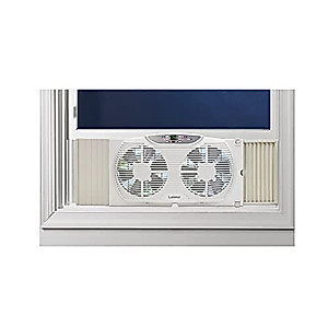 Lasko Electrically Reversible Twin Window Fan with Remote Control, 9 INCH, White