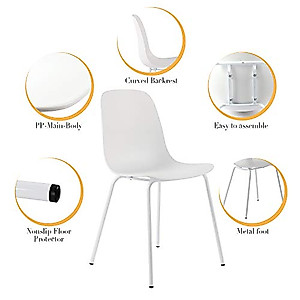 thksbought Set of 4 Dining Chairs with Legs for Kitchen Living Room(Matte White)