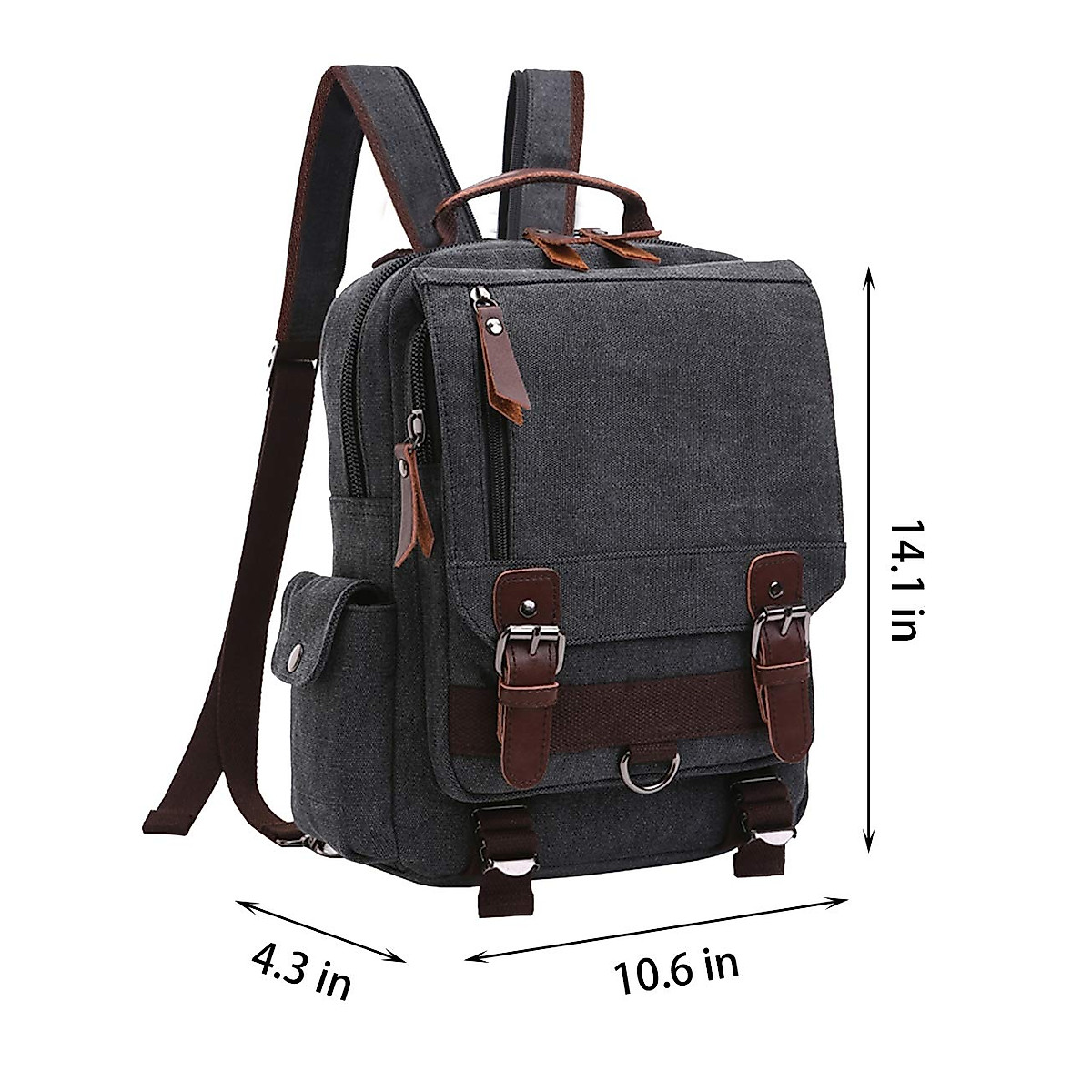 mygreen Sling Canvas Cross Body Messenger Bag Shoulder Backpack (Black-Zipper Shoulder)