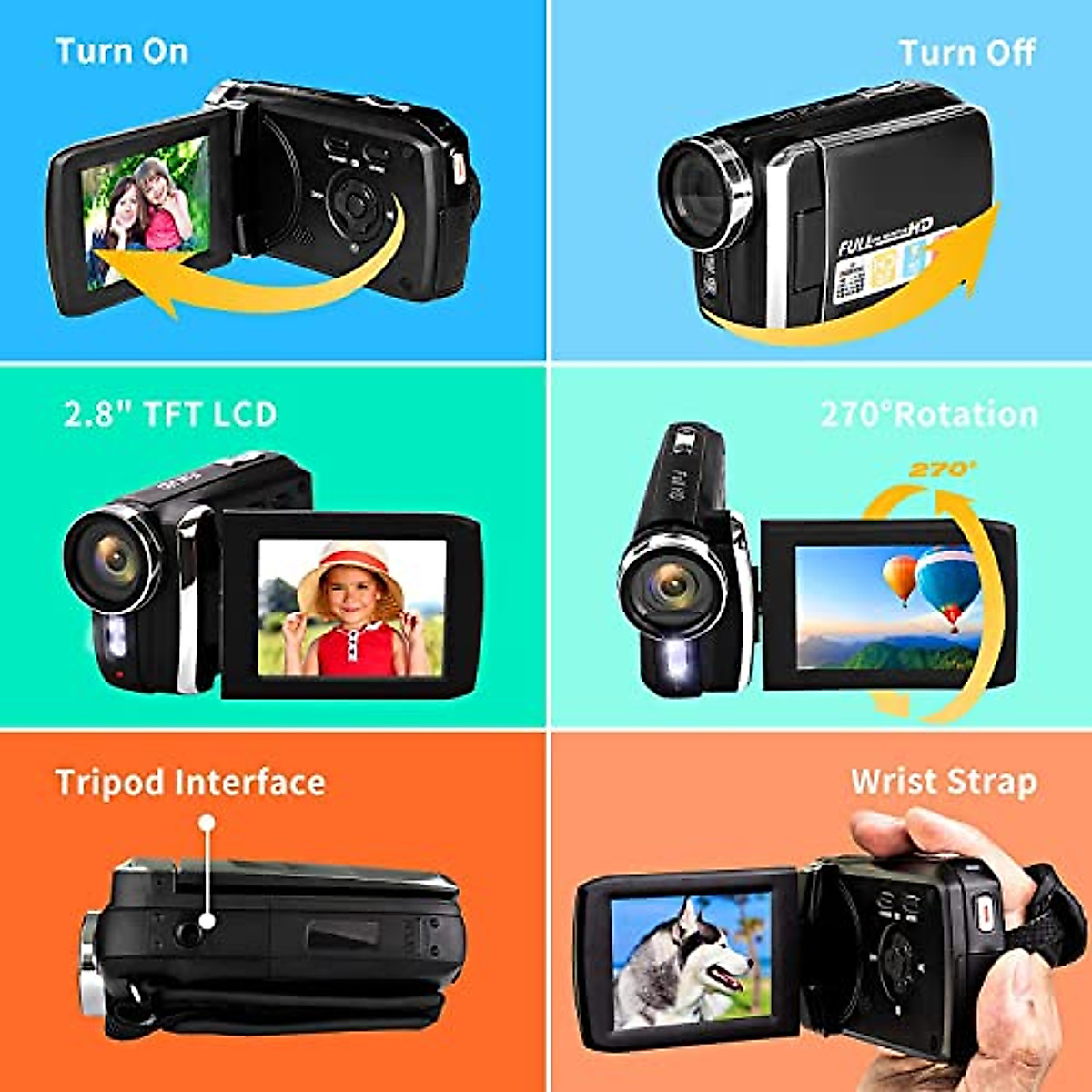 Heegomn Video Camera Camcorder 2.7K 36MP Video Recorder Camera Vlogging Camera for YouTube TikTok Digital Camera Recorder Kids Camcorder with 2.8" LCD Screen,8X Digital Zoom for Teens Beginners