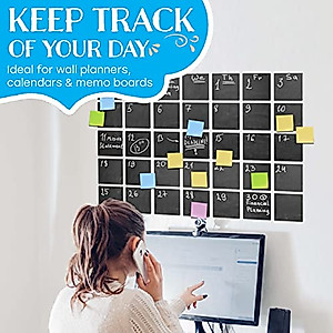 MMFB Black Board Sticker Dry Erase, Chalkboard Wallpaper Stick and Peel Adhesive Roll with 10 Chalks for Wall, Tables, Schools, Home (17.8" X 216.5", 1 Pack)