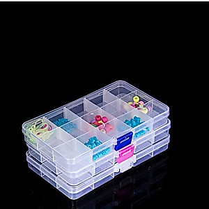 Juvielich Clear Plastic Organizer Box, 5 Fixed Grids Storage Container Jewelry Box for Beads Art DIY Crafts Jewelry Fishing Tackles 5.63"x3.94"x1.18"(LxWxH)