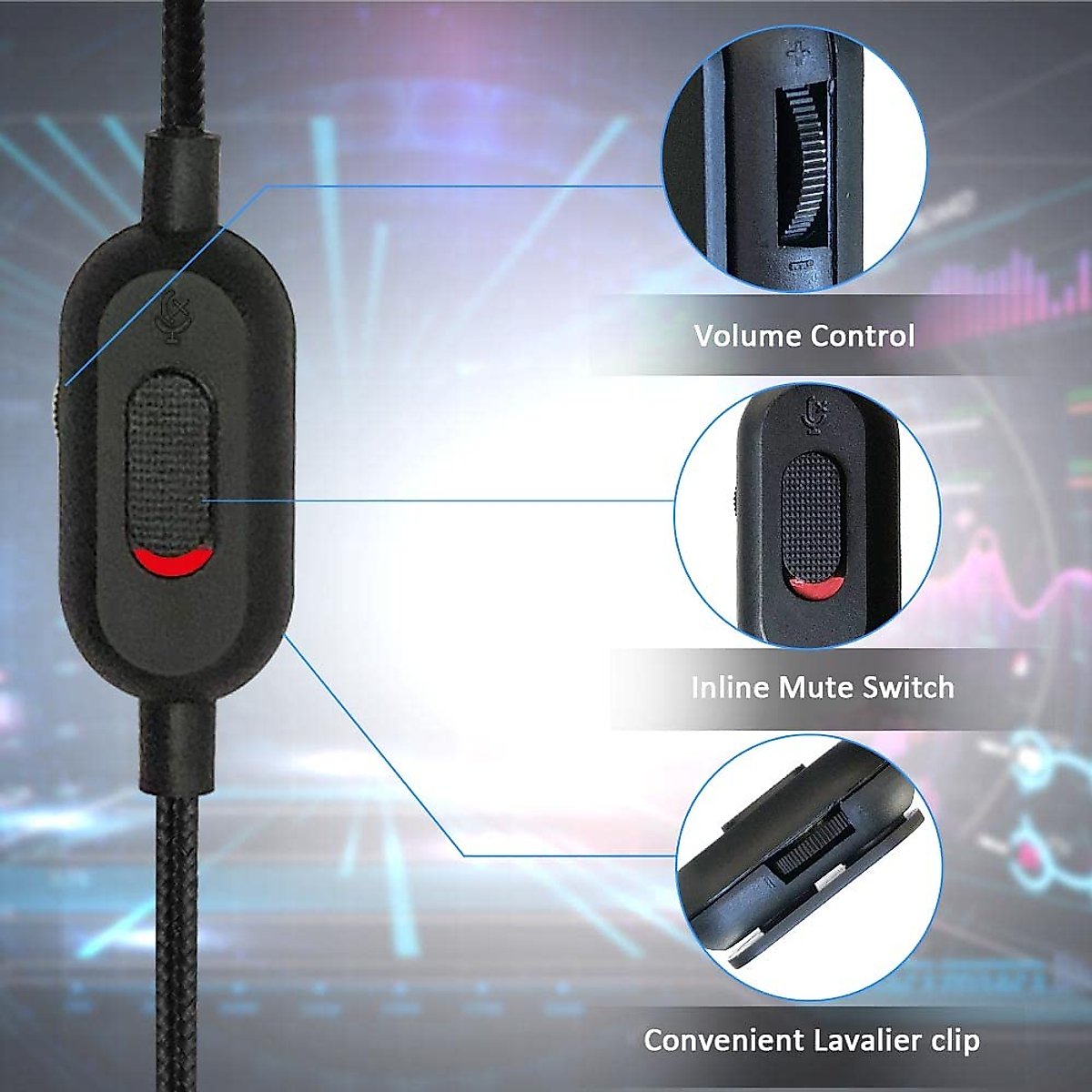 QJYTH Replacement Cord Compatible with Logitech G433/G233/G Pro/G Pro X Headset, Inline Mute and Volume Control Audio Cable Wire Compatible with PS5/PS4 Controller(6.5 Feet)