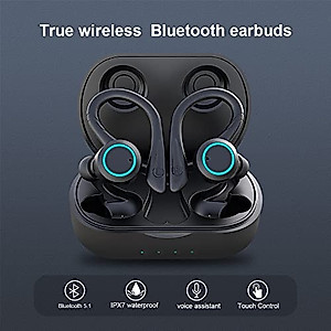 APEKX True Wireless Headphones, Update 5.1 Auto Pairing Touch Control HiFi Stereo Sound in-Ear Earphones Binaural Call Headset with Built-in Mic and Charging Case for Sports Running Black