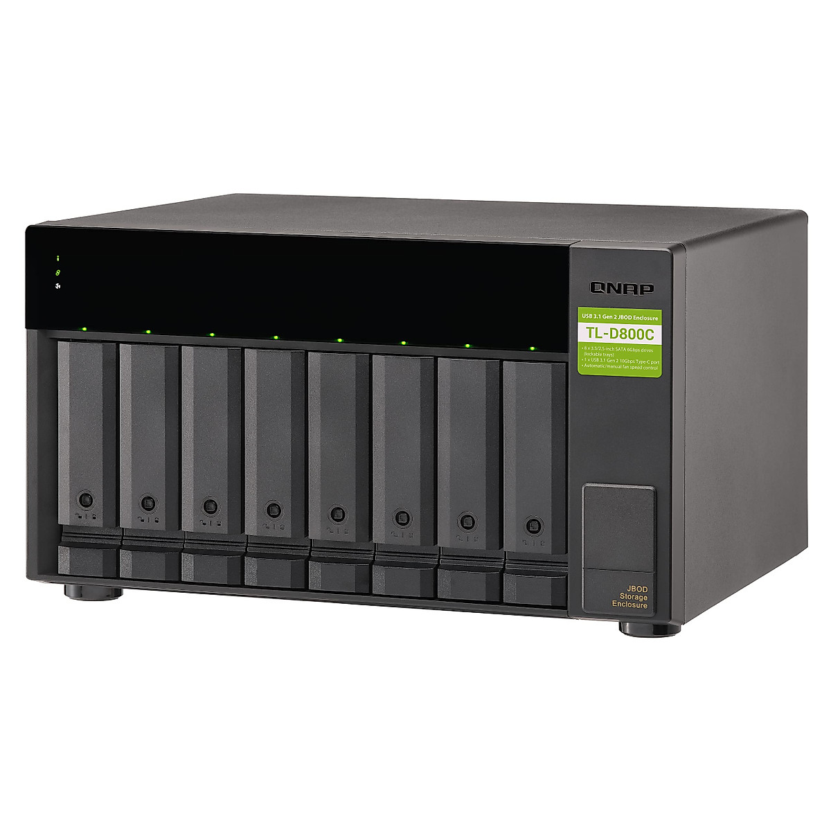 QNAP TL-D800C 8 Bay Desktop JBOD Storage Enclosure with USB 3.2 Gen 2 Type-C Connectivity