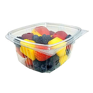 Koda Cup 16 oz. (Pint Size) RPET Clear Hinged Deli Meal Prep Fruit Salad Display Food Storage Containers (Pack of 200)