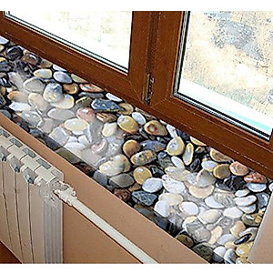 REDODECO 3D Cobblestone Self Adhesive Gloss Vinyl Wrap Film Kitchen Countertop Peel Stick Wallpaper Decal 15.8inx79in