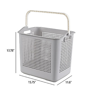 Knifefish 35 L 4 Packs Plastic Laundry Basket with Handle, Portable Laundry Hamper for Bathroom Bedroom and College