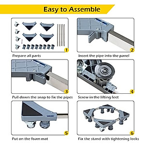 MaxWorks Washing Machine Base Stand with 4 Locking Wheels & 8 Strong Feet, Adjustable Flat Dolly Cart Mobile Base for Washer, Dryer, Refrigerator, Furniture and Appliance - 660 lbs Capacity