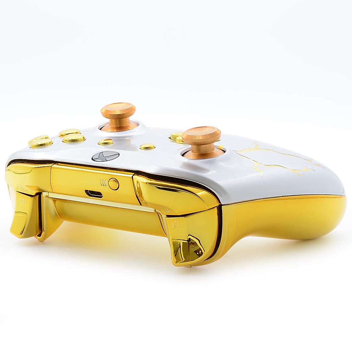 "Gold Thunder" UN-MODDED Custom Controller compatible with Xbox One S/X Unique Design (with 3.5 jack)