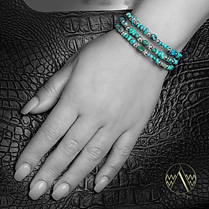 $80Tag Certified Navajo Native Natural Turquoise Adjustable Wrap Bracelet 12732-14 Made By Loma Siiva