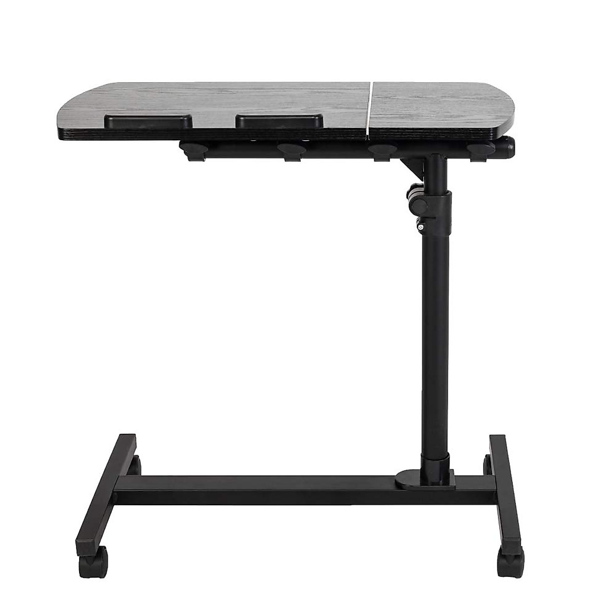 Portable Swivel Laptop Table Desk Adjustable Angle & Height Rolling Stand Tiltable Tabletop Desk Laptop Notebook Sofa/Bed Side Table Hospital Table Stand W/Lockable Casters, Black