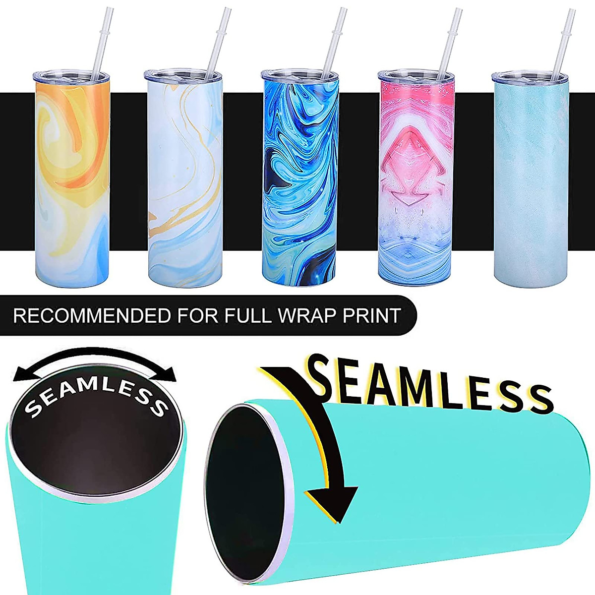 GORGECRAFT 2Pcs Seamless Silicone Sleeve 30oz Reusable Insulated Cup Sleeves Sublimation Tumbler Wrap Mug Clamp Sleeve Fixture for Full Wrap Tumbler Cups Home Glassware Accessories, Turquoise