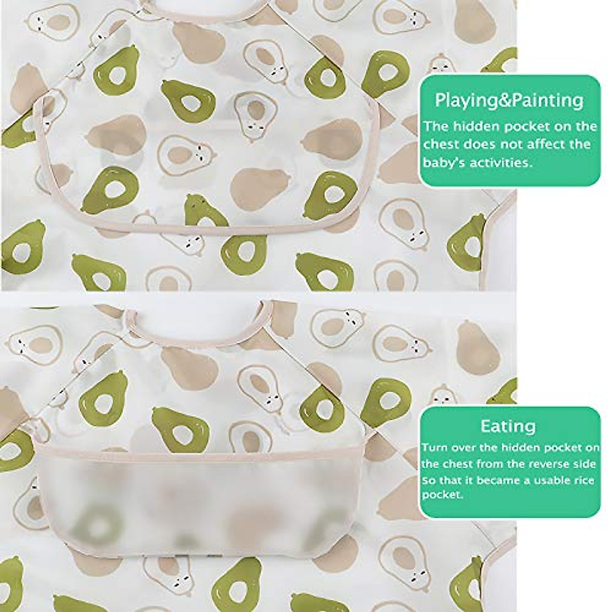 6-42 Months Toddler Baby Sleeved Bibs Waterproof Eating and Painting Smock. JNINTH