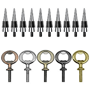 Blank Bottle Stopper Kit 10 Pcs Metal Bottle Opener Kit 5 Pcs Reusable Beadable Blanks Wine Stopper Stainless Steel Turning Crafts DIY Hardware for Wedding Wine Party Bar