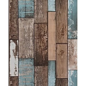 118''x17.7''Wood Wallpaper Peel and Stick Wood Contact Paper Wood Plank Wallpaper Stick and Peel Self Adhesive Wallpaper Removable Wallpaper Rustic Distressed Wood Look Wallpaper Faux Vinyl Roll
