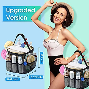 Attmu Mesh Shower Caddy Portable for College Dorm Room Essentials with 8 Pockets, Large Capacity Hanging Shower Caddy Dorm Basket, Quick Dry Shower Tote Bag for Bathroom