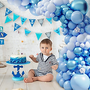 RUBFAC 136pcs Blue Balloon Garland Arch Kit, Different Sizes 5 12 18 Inch Pastel Blue Baby Blue Metallic Blue Balloons for Wedding Birthday Graduation Boy’s Baby Shower Gender Reveal Party Decoration