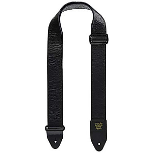 Ernie Ball Tri-Glide Italian Leather Guitar Strap, Black (P04134)