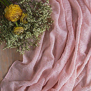 DOLOPL Pink Cheesecloth Table Runner 10FT Boho Gauze Table Runner 120inch Long Sheer Cheese Cloth Table Runner for Rustic Baby Shower Bridal Wedding Birthday Decorations