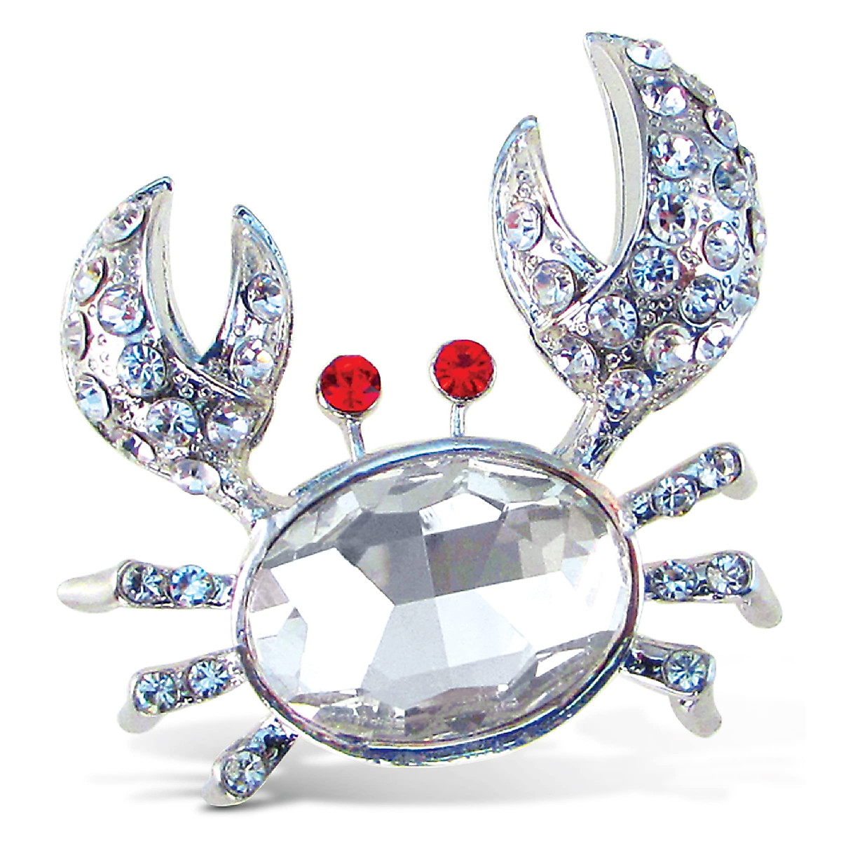 COTA Global Crab Sparkling Refrigerator Magnet - Silver & Red Sparkling Rhinestones Crystals, Cute Sparkly Ocean Life Animal Magnet for Kitchen Door Fridge, Cool Home & Office Novelty Decor - 3 Inch