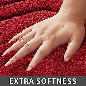 COSY HOMEER Extra Thick Bath Rugs for Bathroom - Anti-Slip Bath Linen Sets Mats Soft Plush Yarn Shaggy 100% Strong Polyester Living Room Bedroom Water Absorbent(Red,17x27 - Inches)