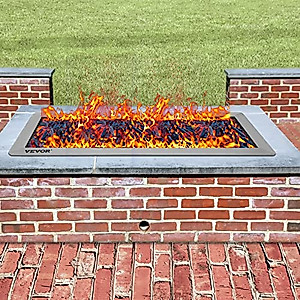 VBENLEM Fire Pit Pan 37.5x14 Inch, Stainless Steel Rectangular Fire Pit Pan and Burner, Built-in Fire Pit Pan with H-Burner, 150K BTU