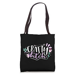 Crafty Bitch Illustration for Women Crafters Tote Bag