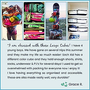 Large Clear Travel Packing Cube/See-Through PVC Organizer for Suitcase/Multipurpose Pouch w/Handle/Dress Shirts, Pants, Cashmere, Sweaters & Seasonal Linen Storage Protection (Lilac)