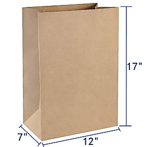 BagDream Grocery Bags 12x7x17 Inches 100Pcs Heavy Duty Kraft Brown Paper Grocery Bags Durable Kraft Paper Bags, Paper Barrel Sack Bags, 100% Recycled Kraft Paper Gift Bags Bulk