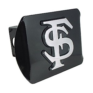 Florida State University Seminoles "Black with Chrome FS Emblem" NCAA College Sports Metal Trailer Hitch Cover Fits 2 Inch Auto Car Truck Receiver