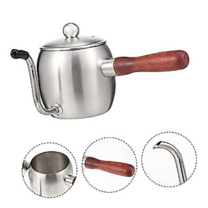 VINTORKY Wooden Handle Coffee Pot Japanese Tea Pots Hand Drip Coffee Pot Coffee Server Thermal Carafe Coffee Maker Coffee Kettle Coffee Makers Espresso Stainless Steel