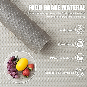 Beveetio 12 PCS Refrigerator Mats with 50 pcs Double-Sided Stickers, Washable Shelf Liner, Non-Slip Drawer Liner,Cuttable Fridge Liner,Easy to Clean Refrigerator Liners