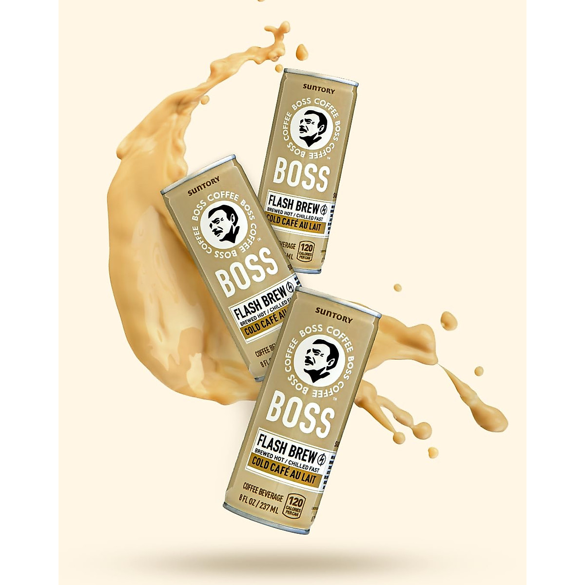 BOSS Coffee by Suntory - Japanese Flash Brew Coffee with Milk, 8oz 12 Pack, Imported from Japan, Au Lait, Espresso Doubleshot, Ready to Drink, Contains Milk, No Gluten